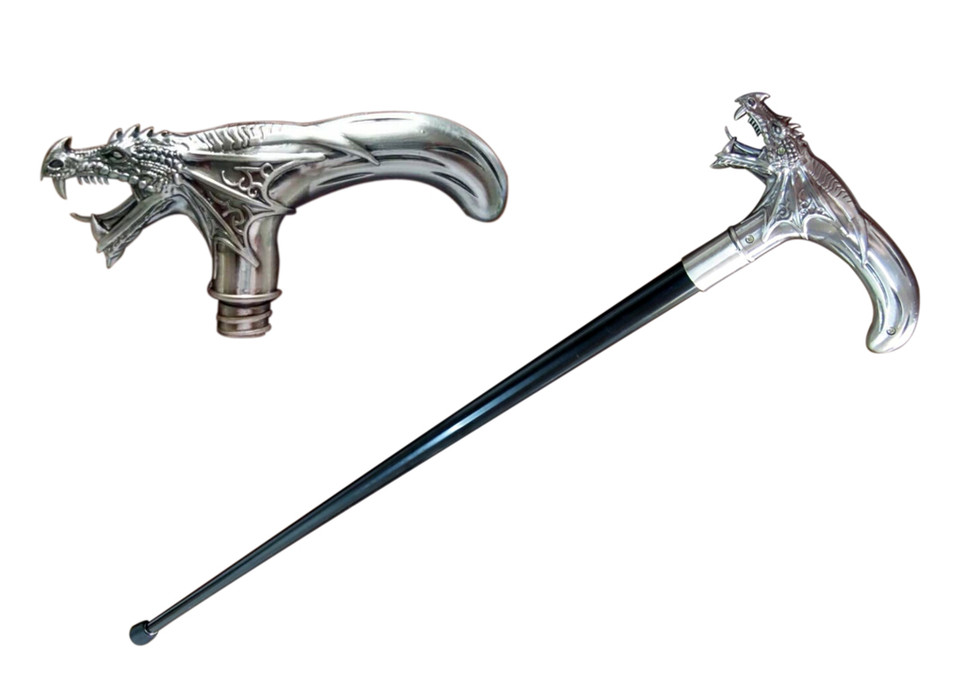 35 Dragon Walking Cane With Zinc Handle