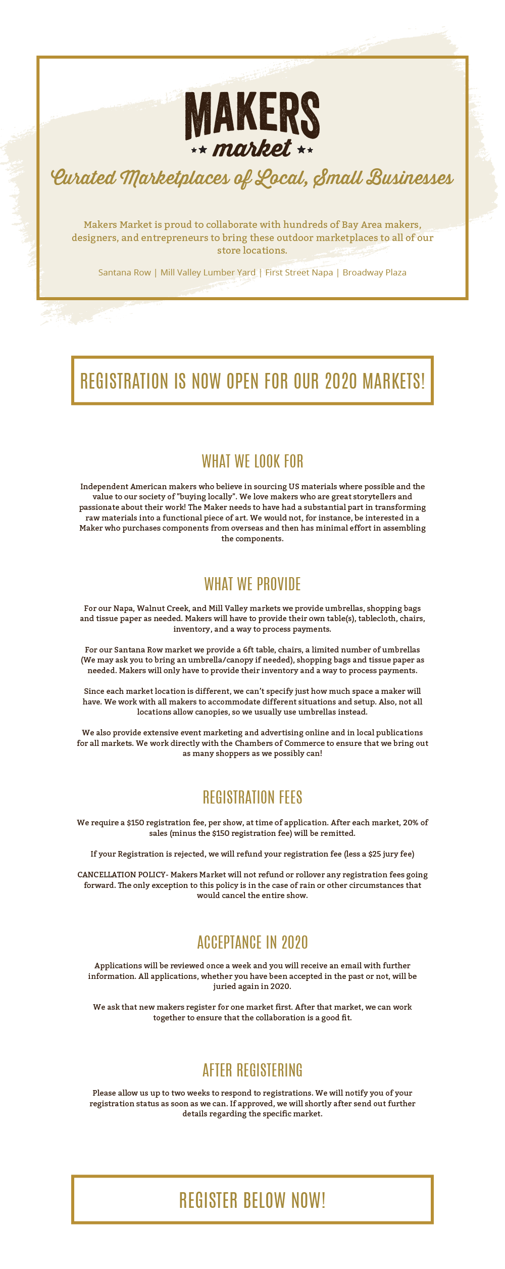 Makers Market Craft Fairs | Maker Registration