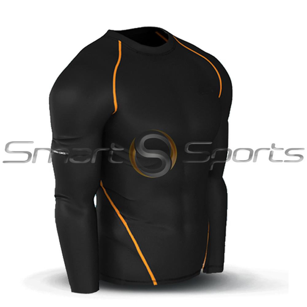 Mens Baselayer Long Sleeve Compression Top Skin Tight Tesla