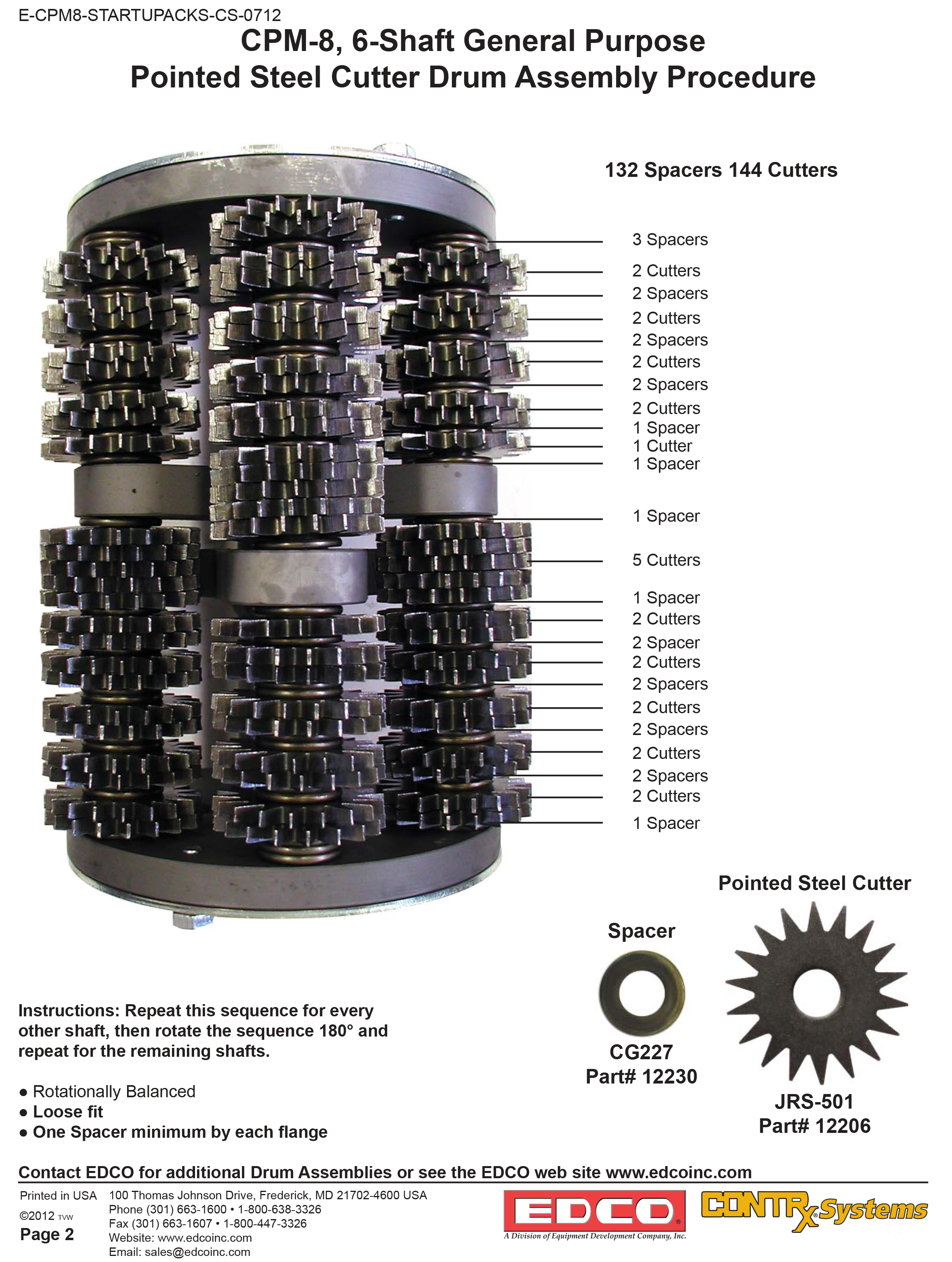 EDCO CPM-8 & CPM-10 (6 Shaft) 18PT Cutter | 12206
