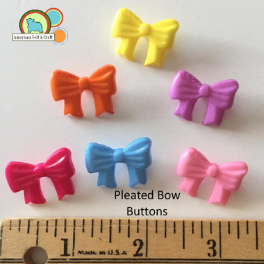 Pleated Bow Buttons - 6 count Assorted - American Felt & Craft