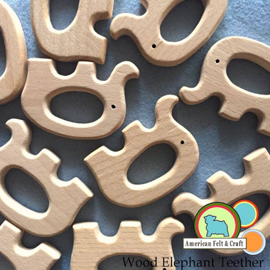 Wood Elephant Teether - American Felt & Craft