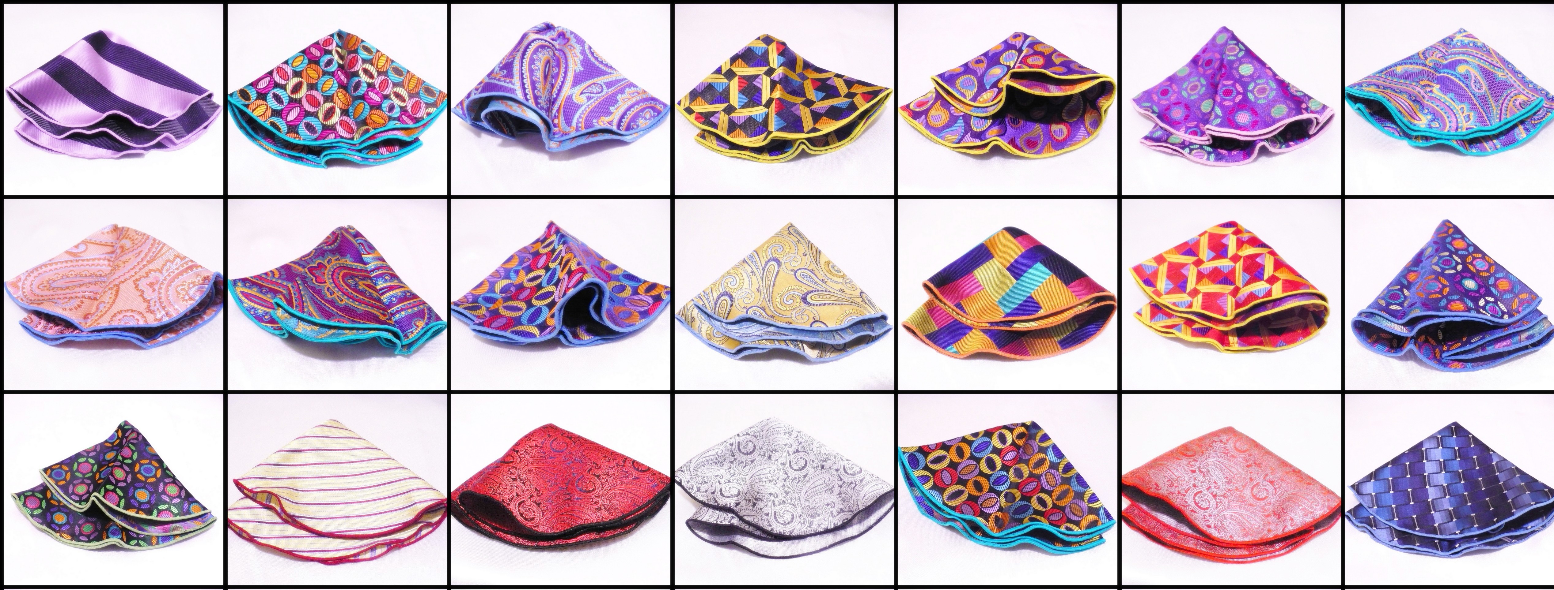 Custom Prefolded Men's Pocket Squares in Silk, Linen, Cotton
