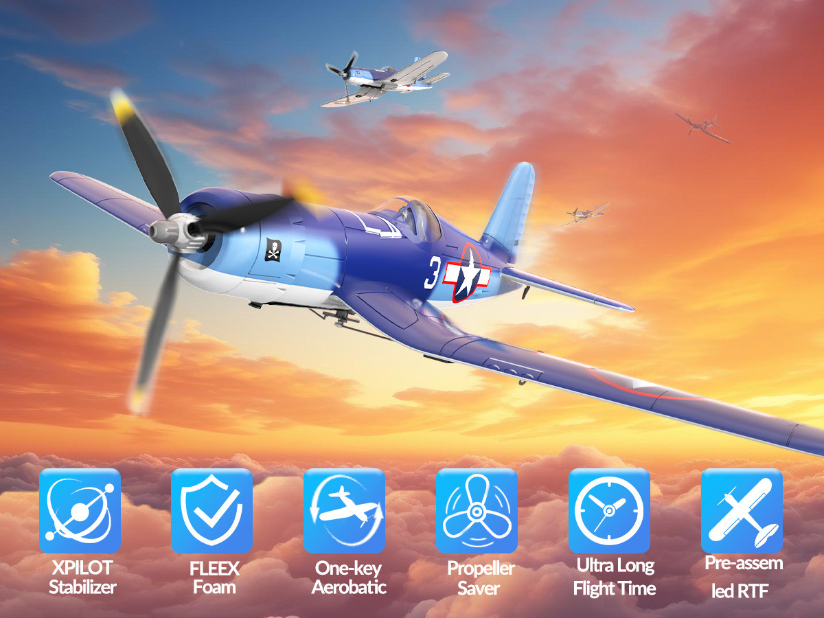 EXHOBBY Volantex New Mini 400mm 761-8 Blue V2 RTF RC Airplane