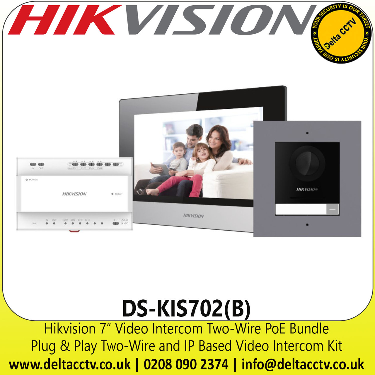 Hikvision Villa Two Wire Kit, Video Intercom Two-Wire PoE Bundle, Kit ...