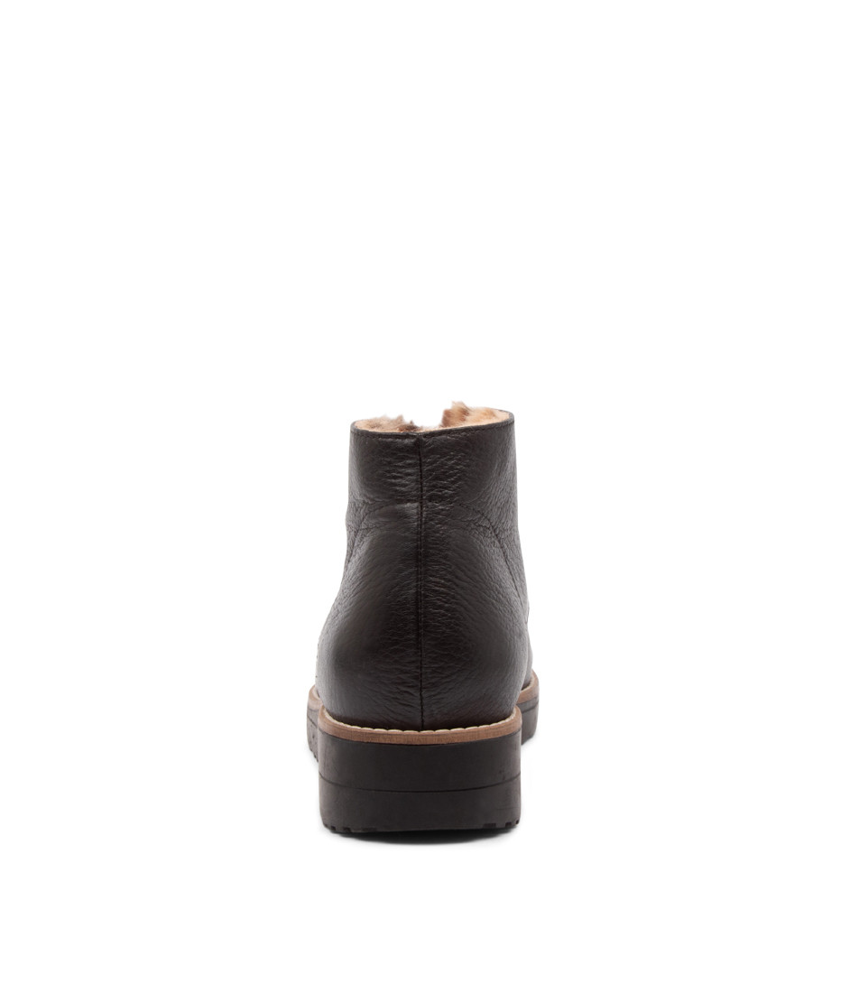 OREVA Boots in Black Leather/ Ocelot Faux Fur - Top End Shoes