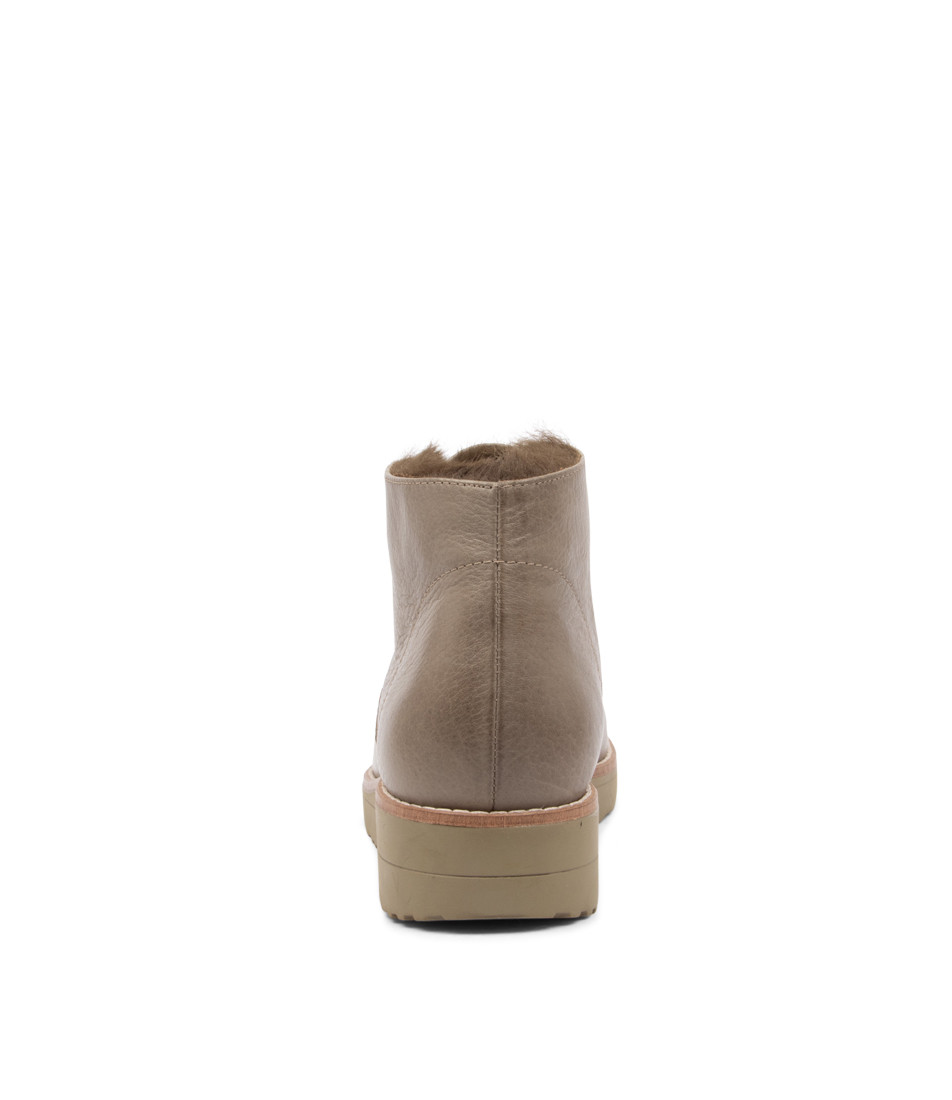 OREVA Boots in Olive Leather / Khaki Faux Fur - Top End Shoes