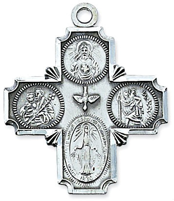 Beautiful 4 Way Cross with exquisite detail on 24" stainless chain and ...