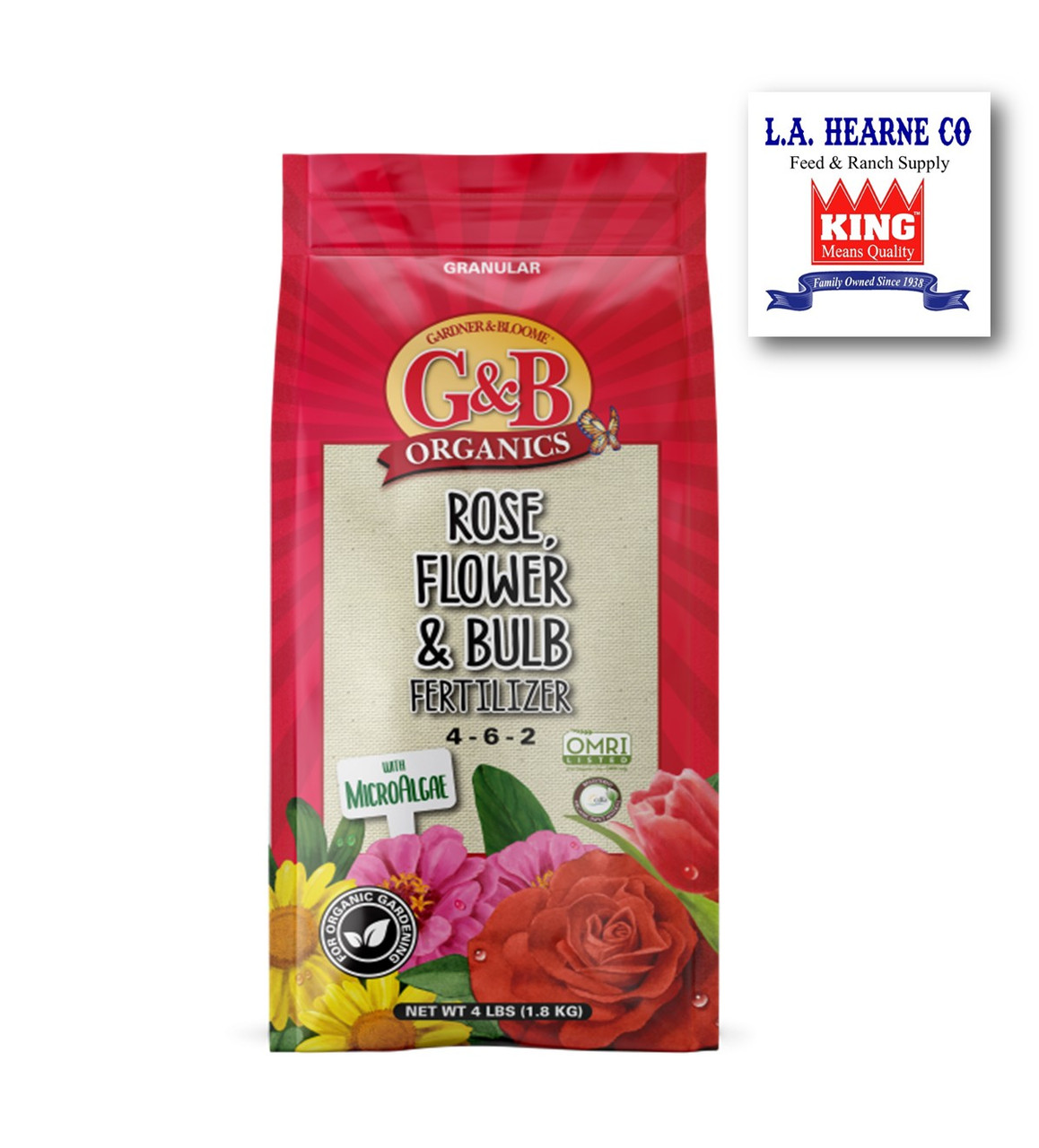 G&B Organics Granular Fertilizer, Rose, Flower, & Bulb, 4-6-2, 4 lb ...