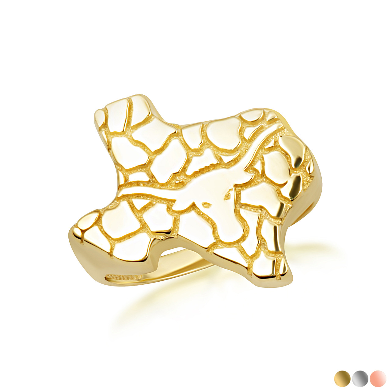 Gold Texas State Longhorn Nugget Ring