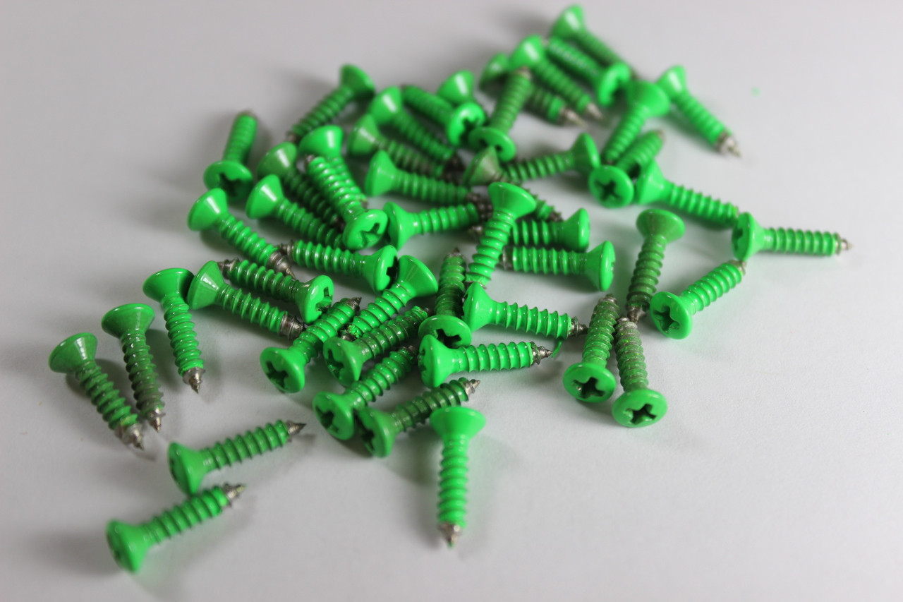 Corrosion Resistant Neon Green Powdercoated Pickguard Screws (qty 25 ...
