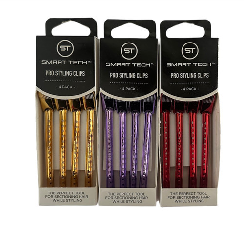 Smart Tech Metal Super Strong Pro Styling Clips - 4 Pack Red