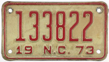 North Carolina 1973 Motorcycle License Plate - 133822 - Plate Dog