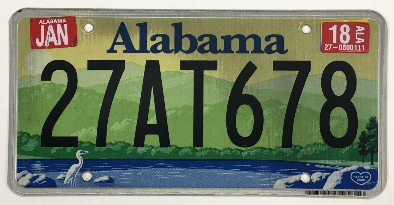 Alabama 2018 "Lake Scene" Dallas County License Plate - 27AT678 - Plate Dog