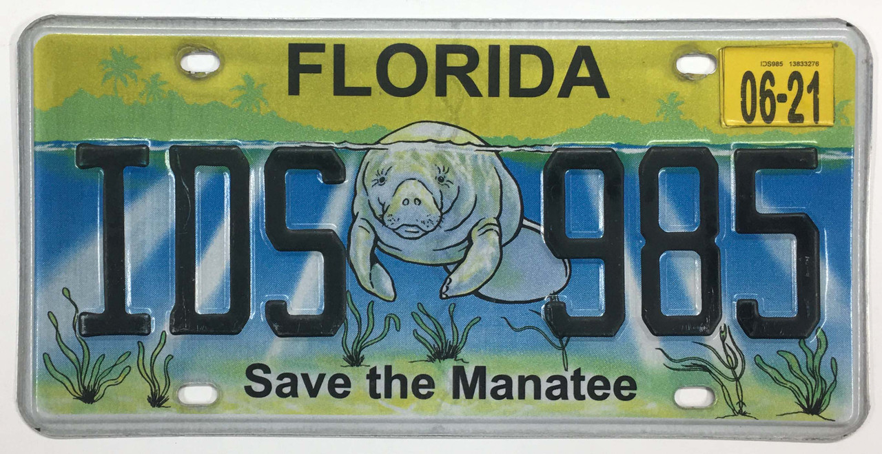 Florida 2021 Save The Manatee License Plate - IDS985 - Plate Dog