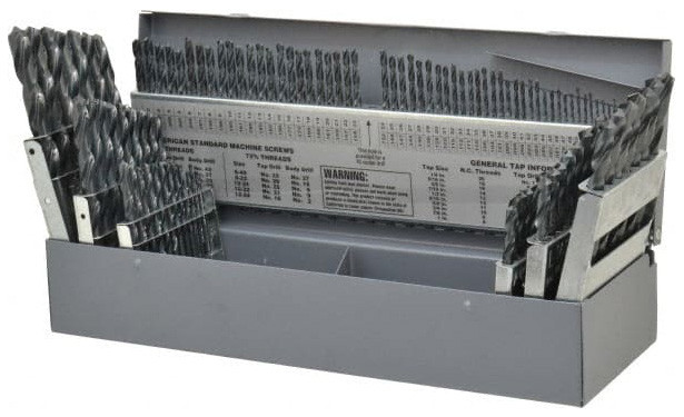 Hertel Jobber Length Drill Set, 115 Pieces, HSS Black Oxide, 118° Drill ...