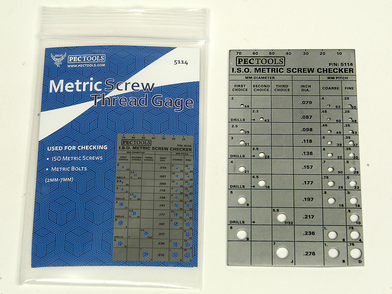 PEC Tool Metric Screw Checker Gage, 2mm to 7mm - 02120-1 - Penn Tool Co ...