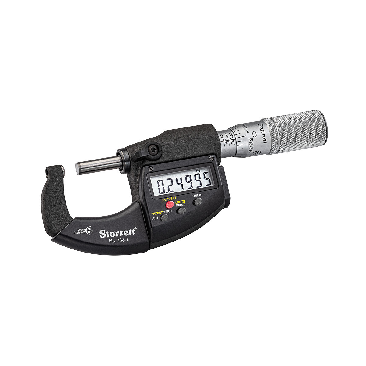 Starrett Electronic Rounded Anvil Micrometer, 0-1", EDP 72858 - 788 ...