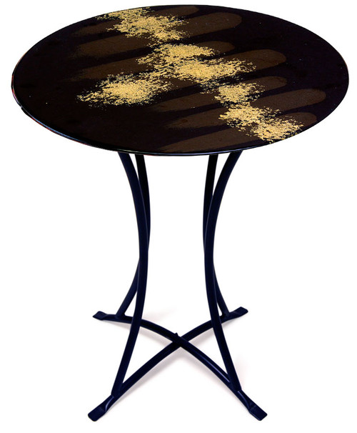 Fused Glass Table | 50009 | Black Gold World Map