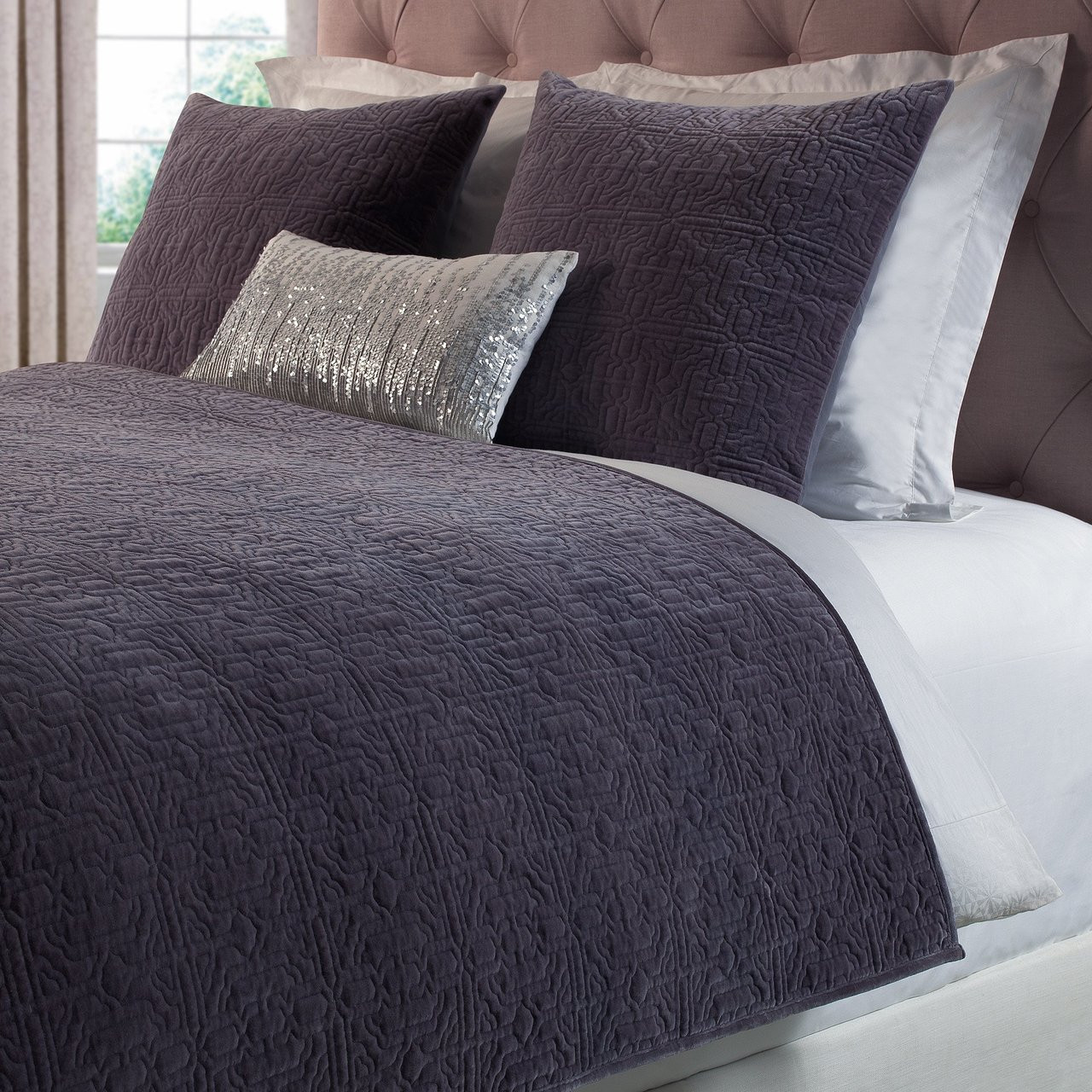 Orchids Lux Home Duke Quilt - Graphite - Bay Home and Linens