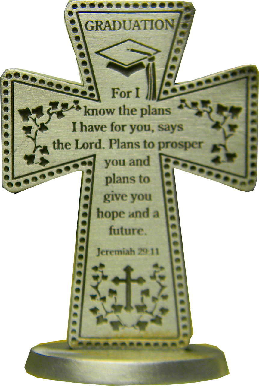 Graduation Pewter Message Cross - Our Daily Bread Catholic Gifts