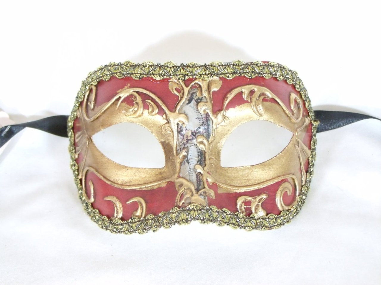 Red Colombina Commedia Venetian Masquerade Mask SKU 012crr - VENICE BUYS