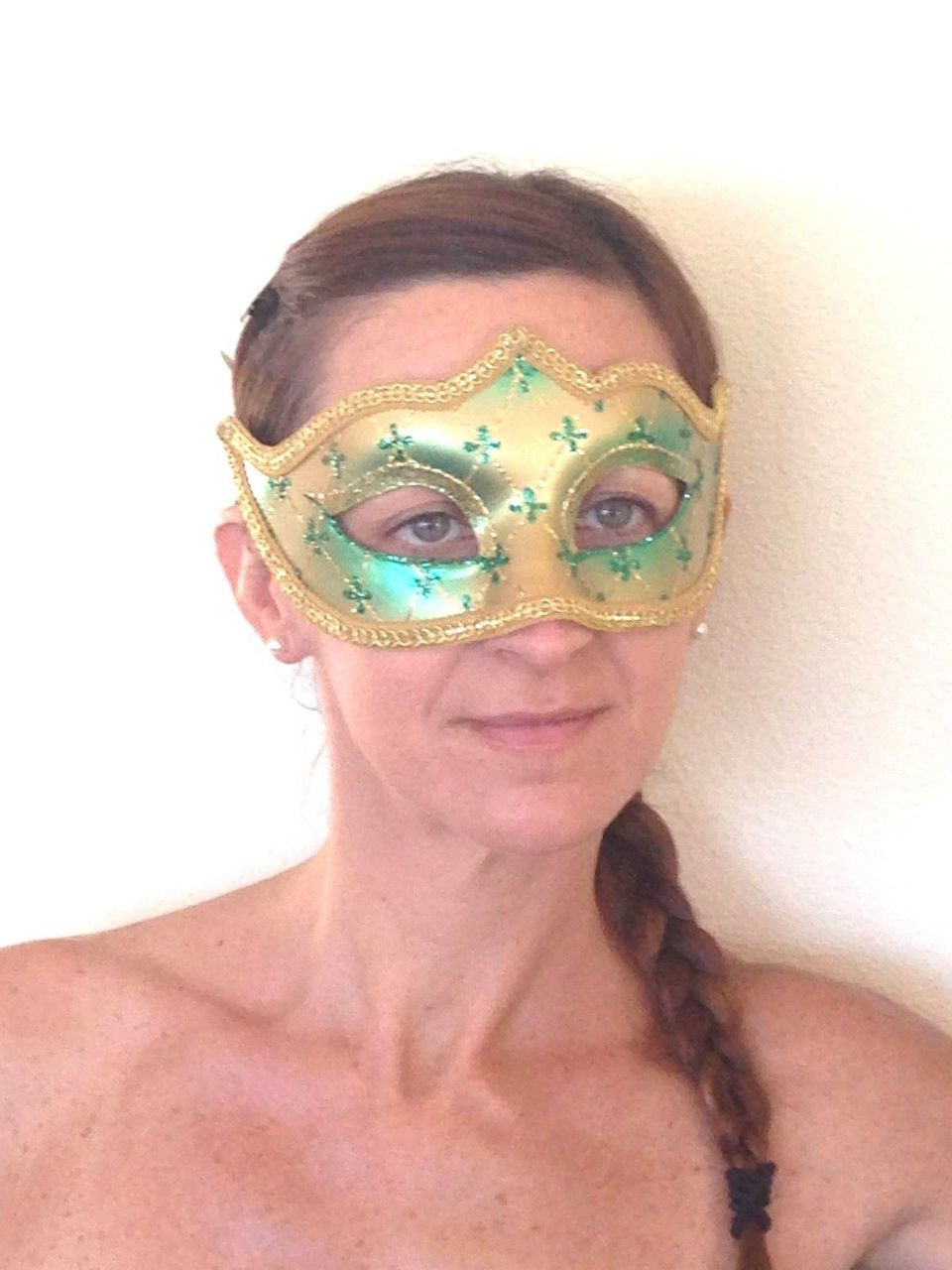 Green Colombina Punta Satin Venetian Mask SKU N45 - VENICE BUYS