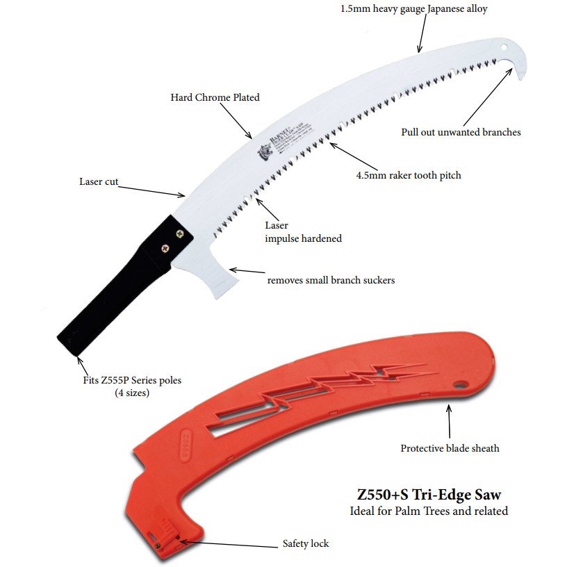 Z555P+Z550+S 6-15' Telescoping Pole Saw, Curved Fine Tooth Blade w ...