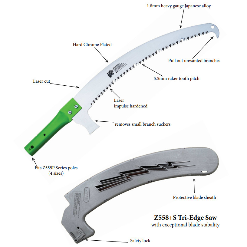 Z555P+Z558+S 6-15' Telescoping Pole Saw, Arborist Raker Design w ...