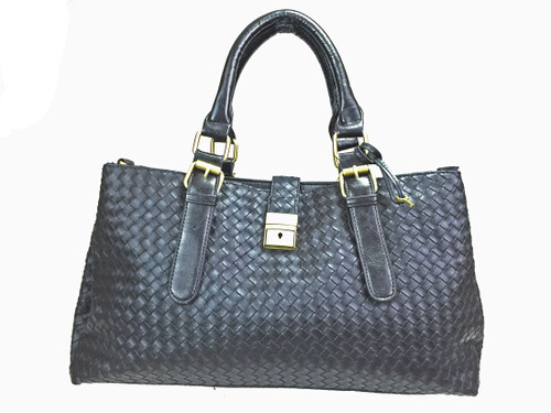 Braided handbag B214006BK - ZZFab