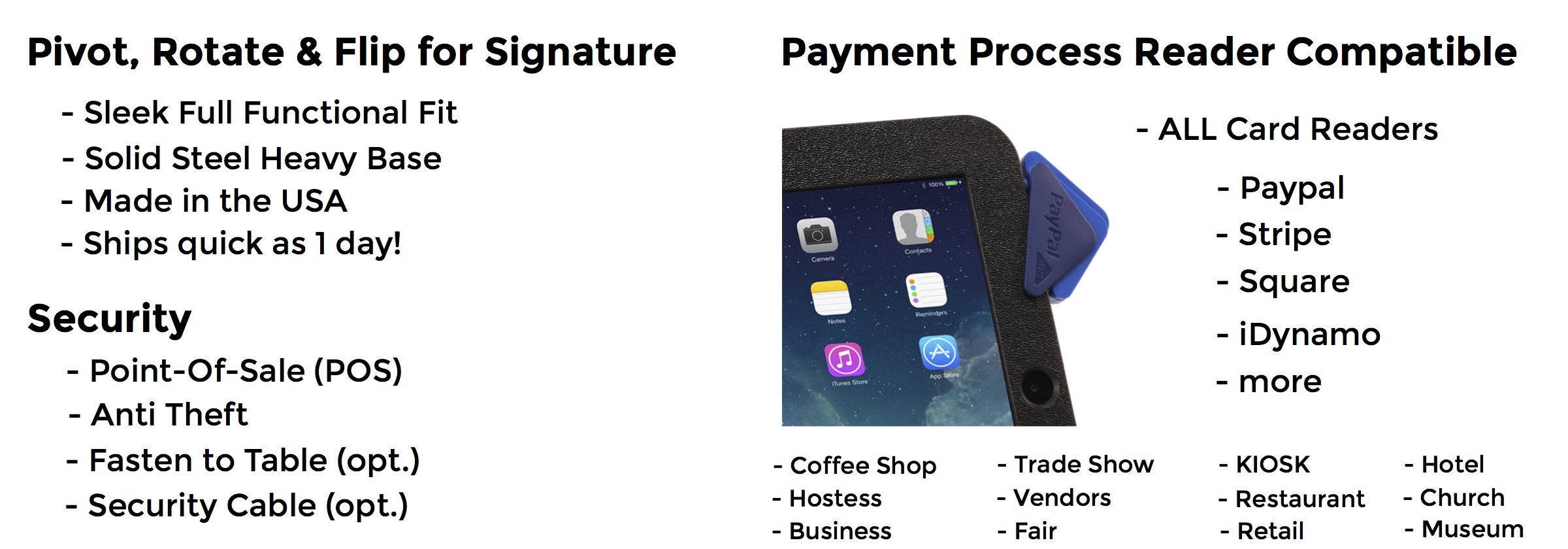 iPad POS Security Stand (Point Of Sale) KIOSK Enclosure | EnCloz