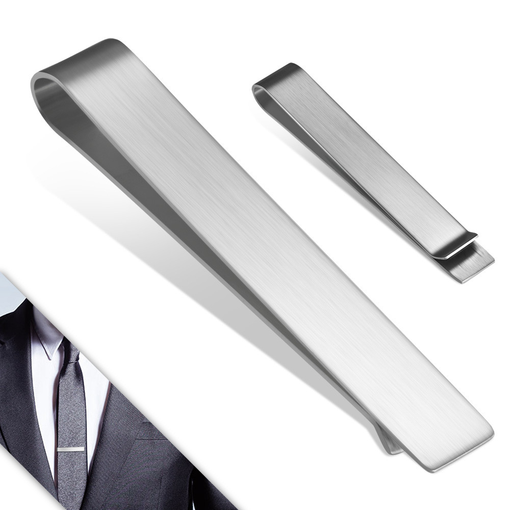 Personalized Stainless Steel Matte Finished Simple Plain Tie Clip