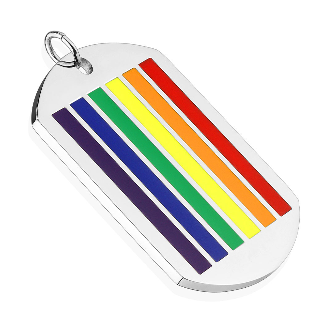 Personalized Stainless Steel Rainbow Striped Enamel Pendant ...