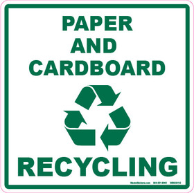 6 x 6" Paper and Cardboard Recycling Decal.