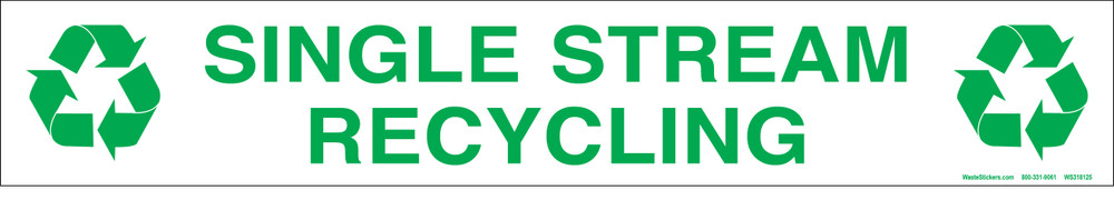 3 x 18" Single Stream Recycling Decal, WS318125