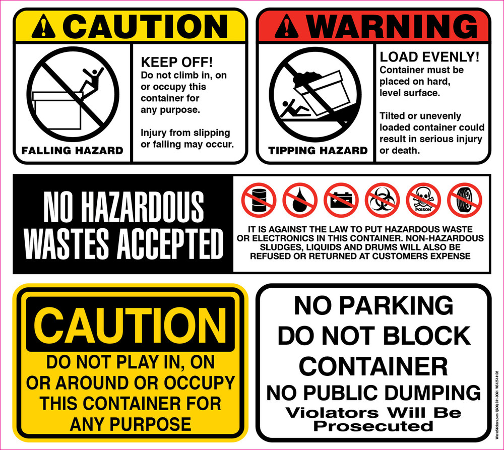 12.5X14 Caution, Hazardous, Waste,Warning, No Parking, Do Not Block ...