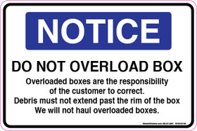 Notice Do Not Overload Box Decal WS6x9106