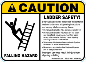 Caution Falling Hazard Ladder Safety! Injury From Slipping Or Falling ...