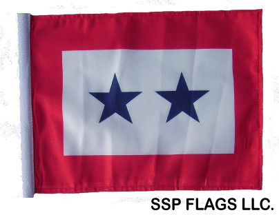 TWO BLUE STAR Motorcycle Flag with Sissybar or Trunk Style Pole