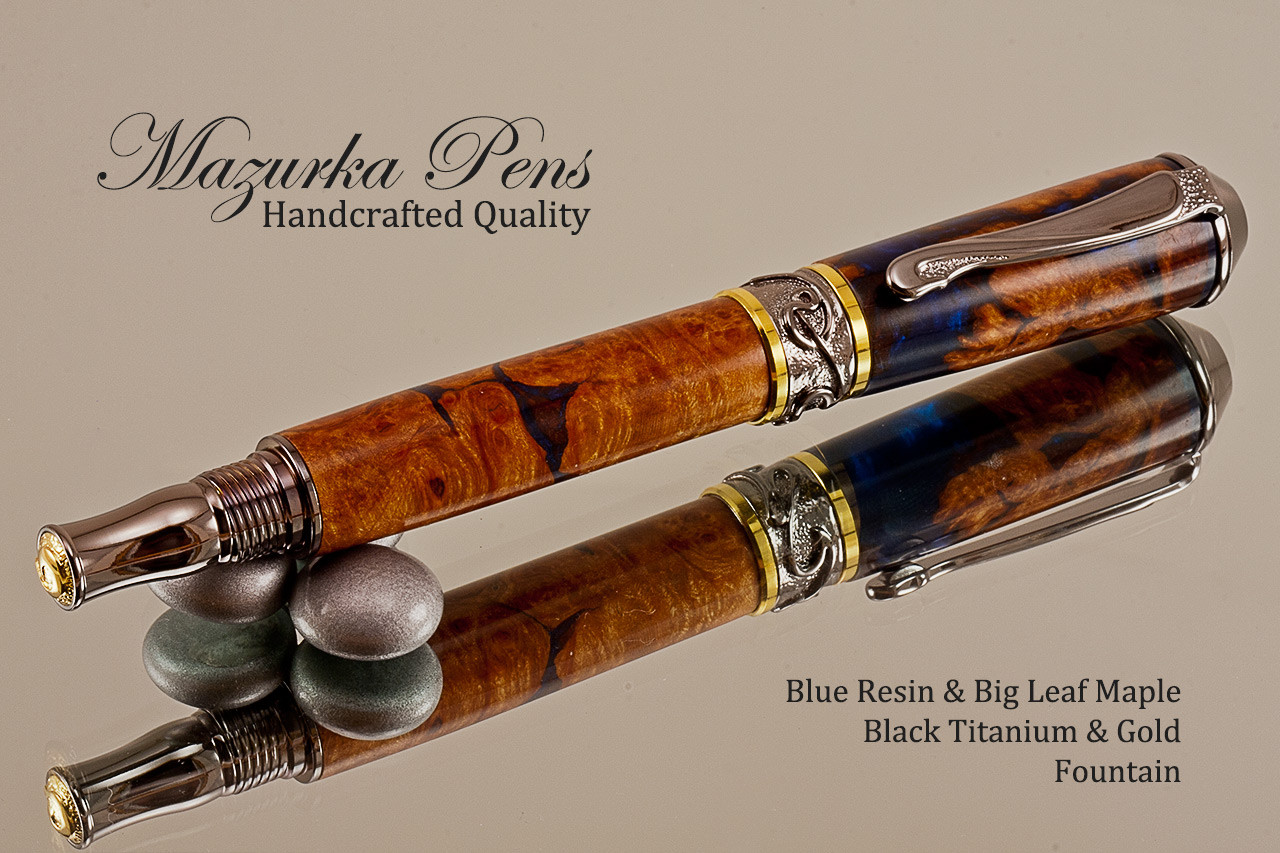 Handmade Fountain Pen, Calligraphy, Maple Burl and Resin Hybrid, Ink ...