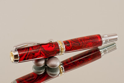 Handmade Writing Instrument Green Nebula Chrome and Gold