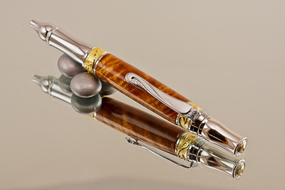 Handmade Ballpoint Pen Curly Koa with Gold / Chrome