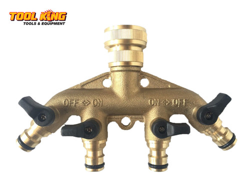 4way Garden Tap Manifold Brass to suit 1/2" Garden hose - Robson's Tool ...