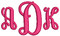 1370 Adele 3 Letter Monogram Machine Embroidery Designs 2 inch
