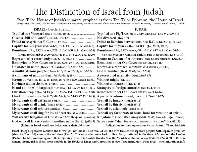 Chart Distinction of Israel & Judah - The Servant People Store