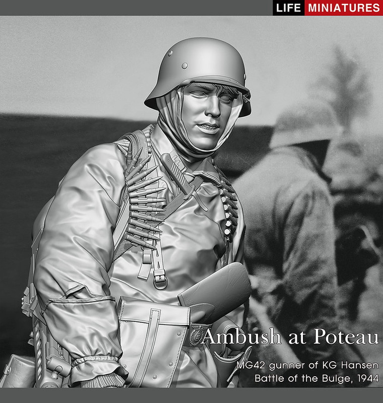 Life Miniatures - Ambush at Poteau, MG 42 gunner of KG Hansen, Battle ...