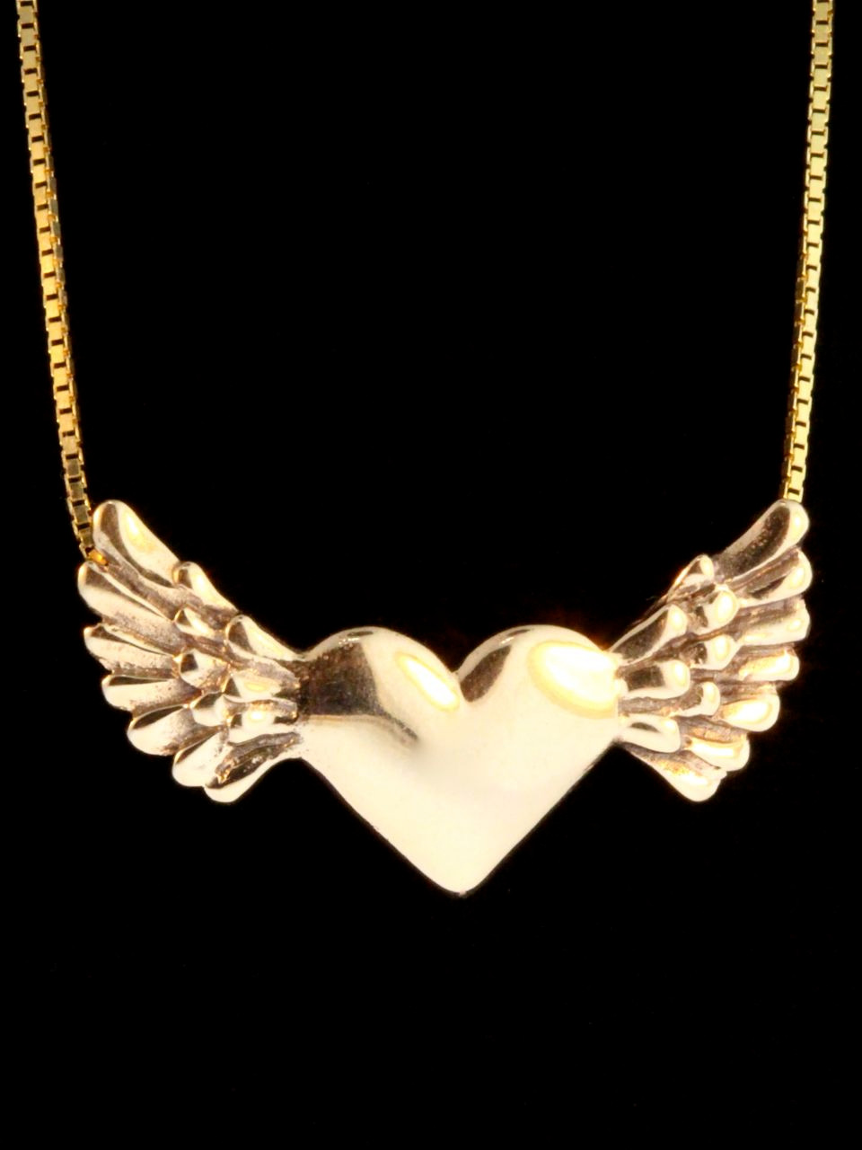 Gold Angel Heart Pendant -14k Gold - Marty Magic Store