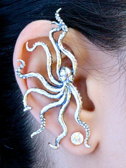 Small Octopus Earrings - Silver - Marty Magic Store
