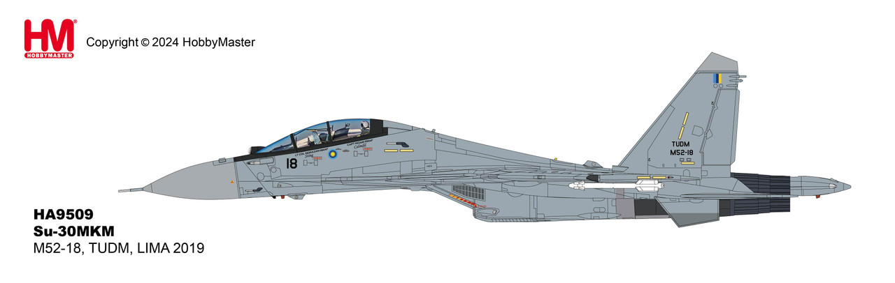 Sukhoi Su-30MKM Flanker-H - TUDM, M52-18, Malaysia, LIMA 2019, 1:72 ...