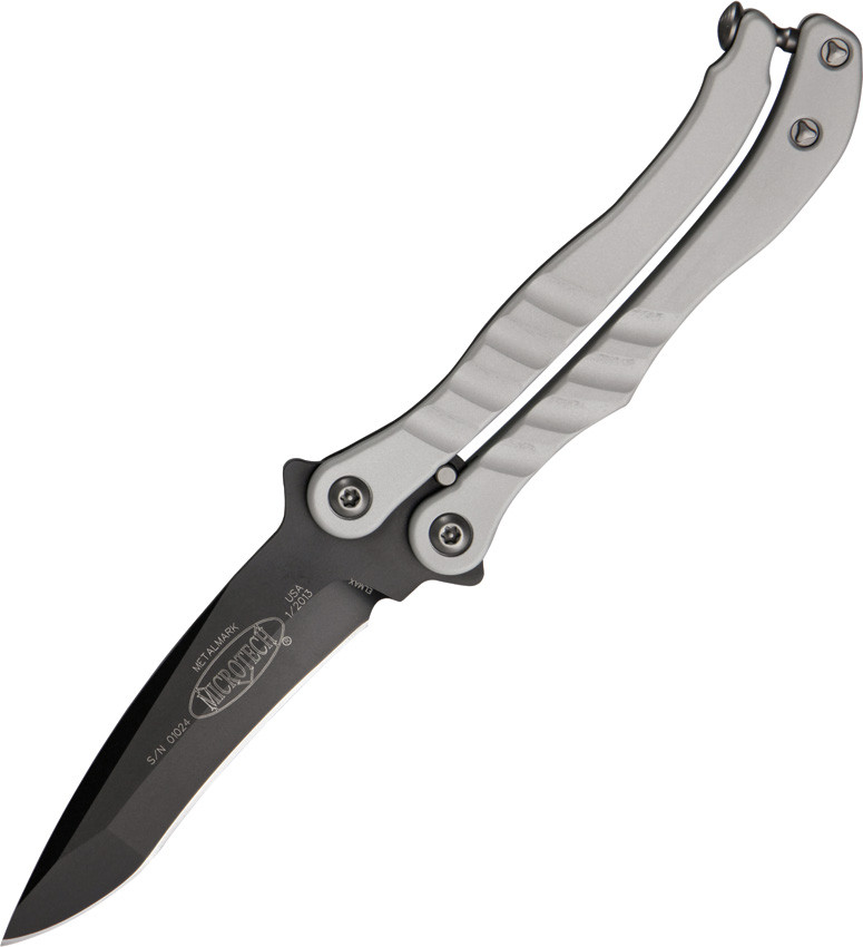Microtech Metalmark Balisong Butterfly Knife Silver (Black Elmax ...